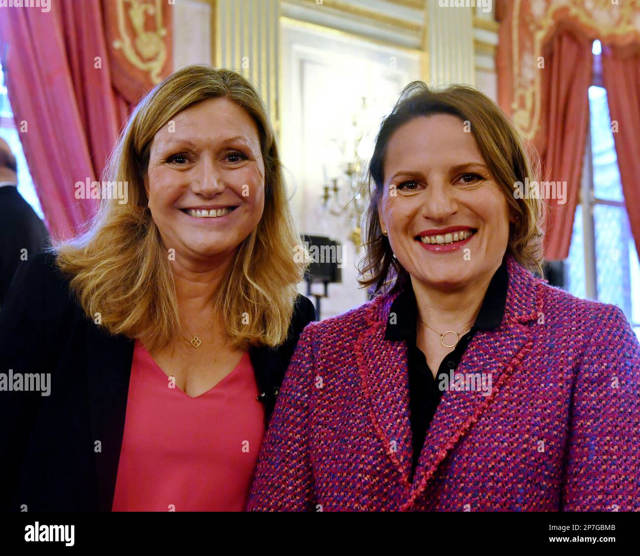 Yael Braun-Pivet and Valerie Rabault attending an international panel ...