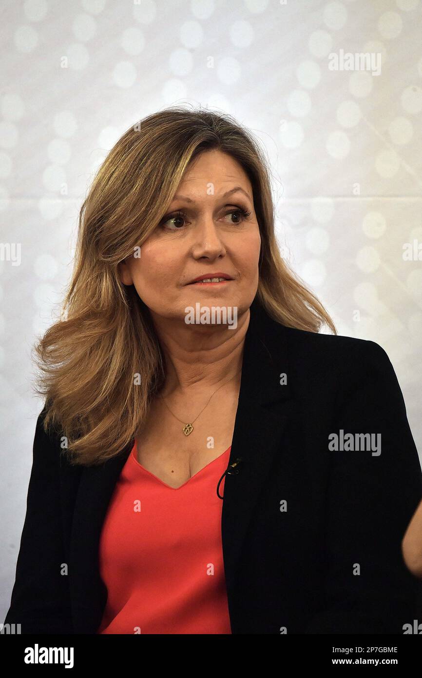 Yael Braun-Pivet attending an international panel of committed women ...