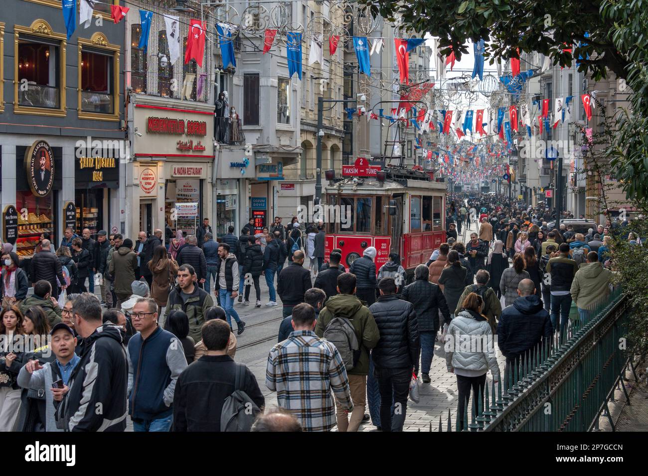 Famous Istiklal Street in Beyoglu district of Istanbul, Turkey Stock ...
