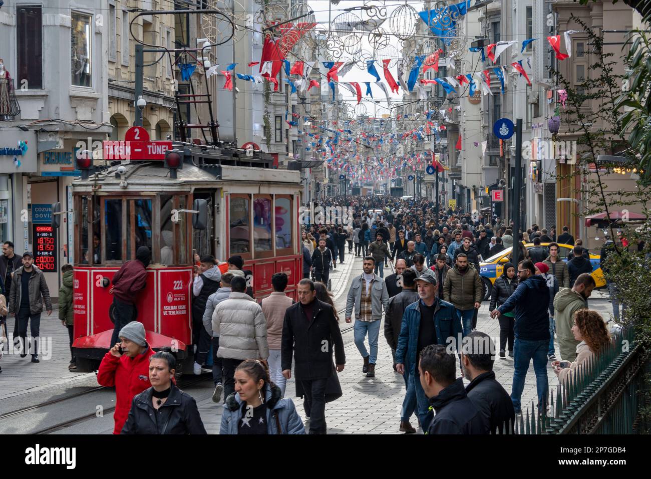 Famous Istiklal Street in Beyoglu district of Istanbul, Turkey Stock ...