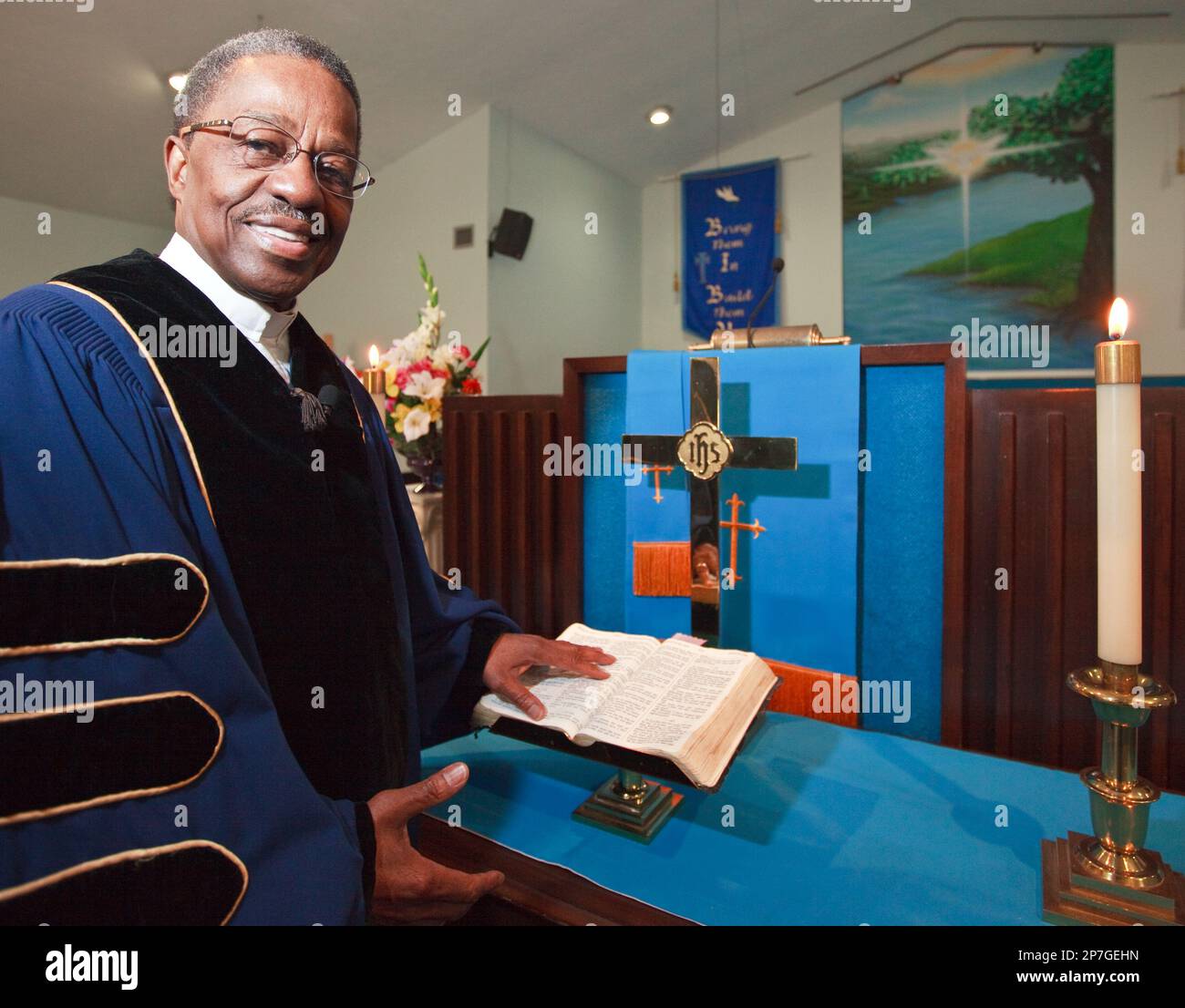 In this May 9, 2010 photo, Rev. Calvin Harper stands inside Morning ...