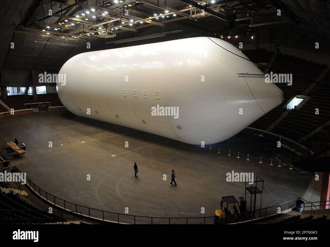 The Bullet 580, the world's largest inflatable airship, stands in ...