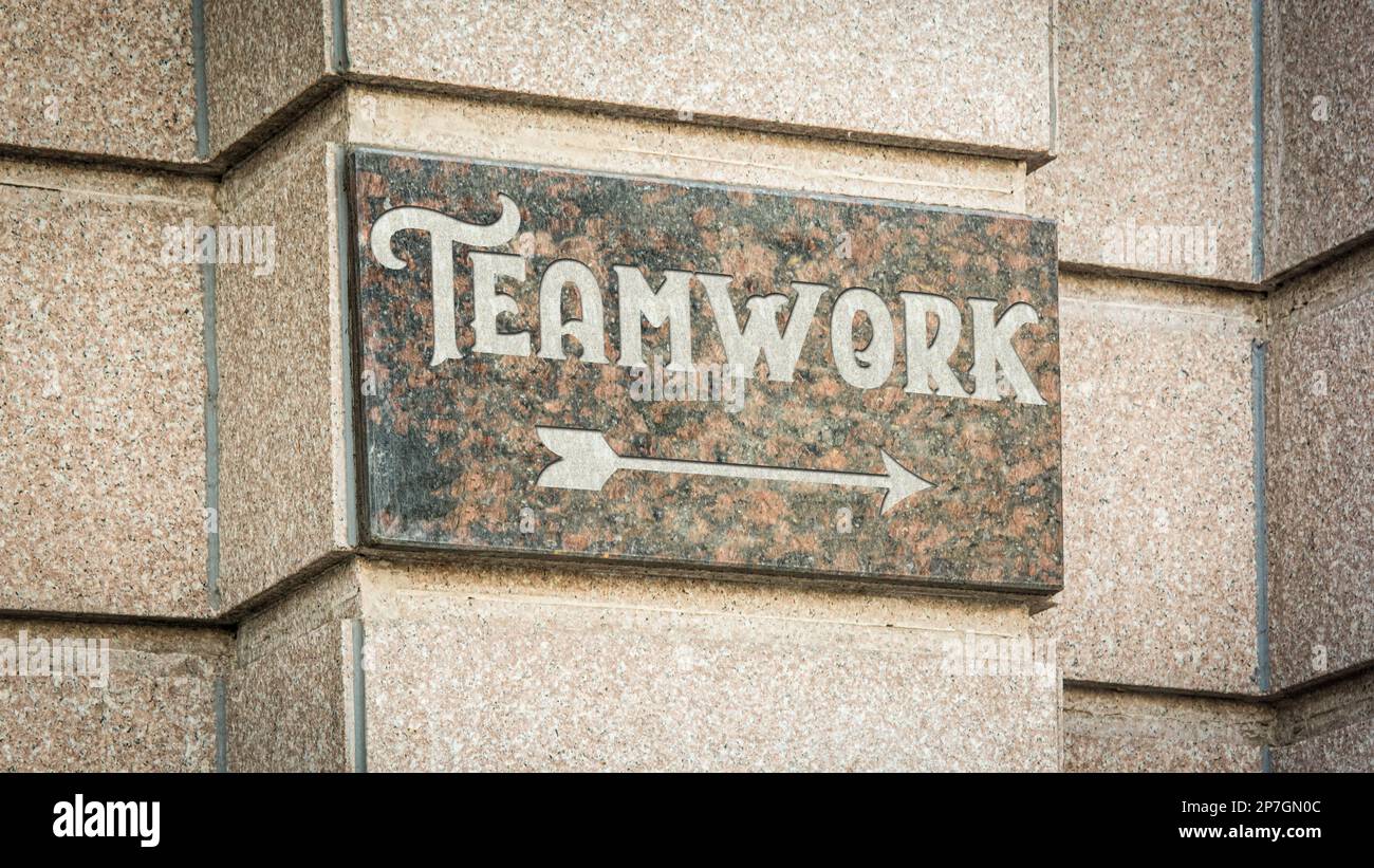 Street Sign the Direction Way to Teamwork Stock Photo - Alamy