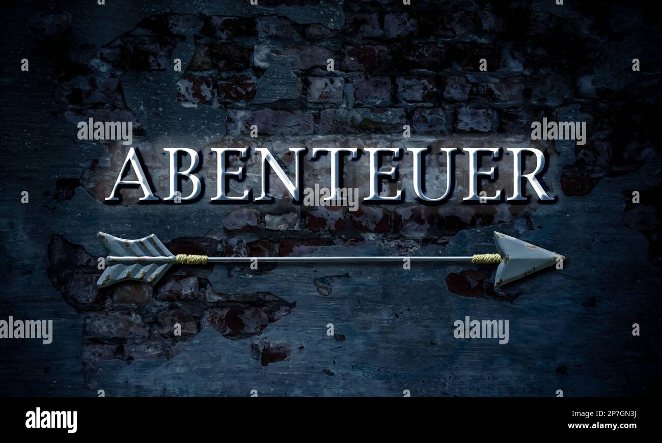 Signposts with the direct way to Adventure Stock Photo - Alamy