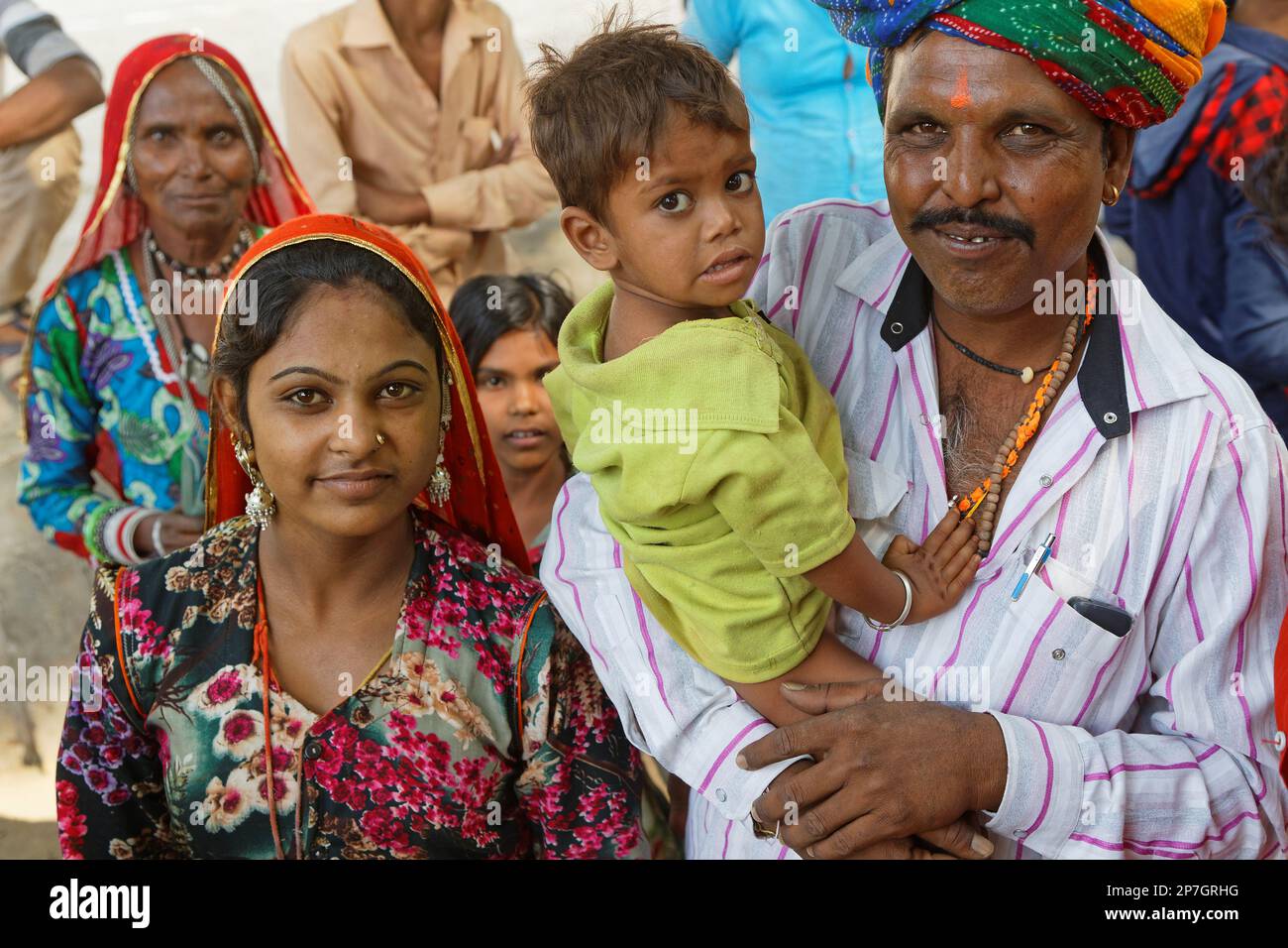 LAKHERI, INDIA, November 7, 2017 : Portrait of a family during Lakheri ...