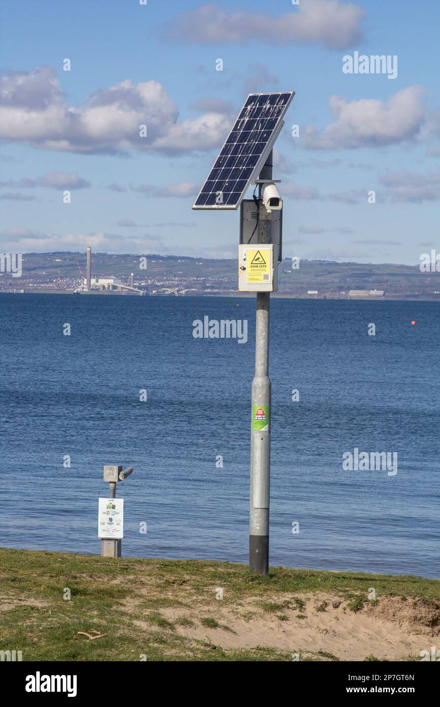 8 March 2023 A solar powered 24 hour CCTV set up located at a beach ...