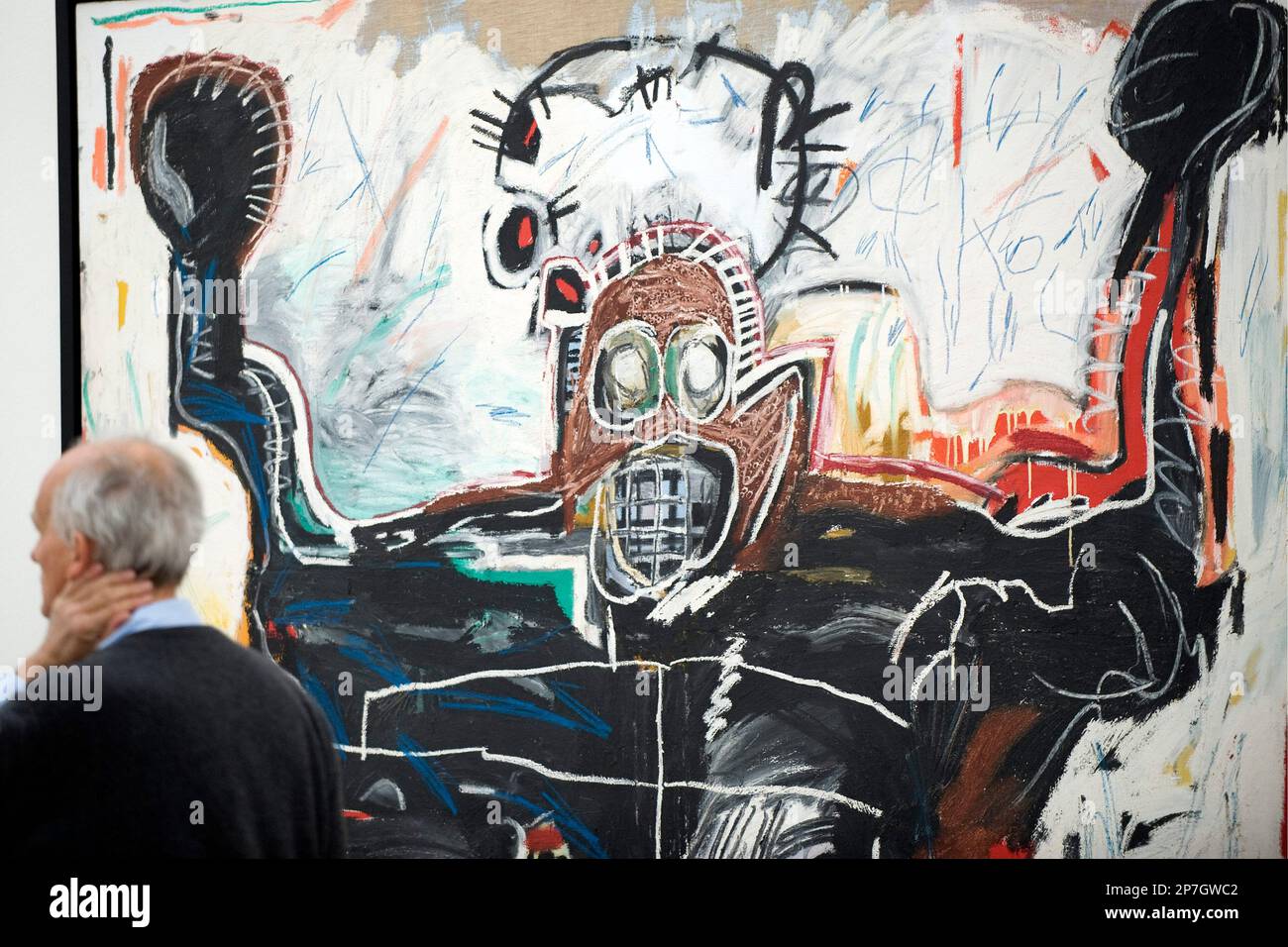The artwork of Jean-Michel Basquiat titled "Boxer" (1982, acrylic and ...
