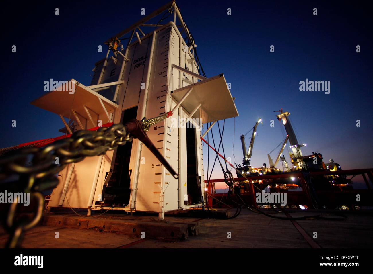 The containment vessel is positioned near the Q4000, a mobile offshore ...