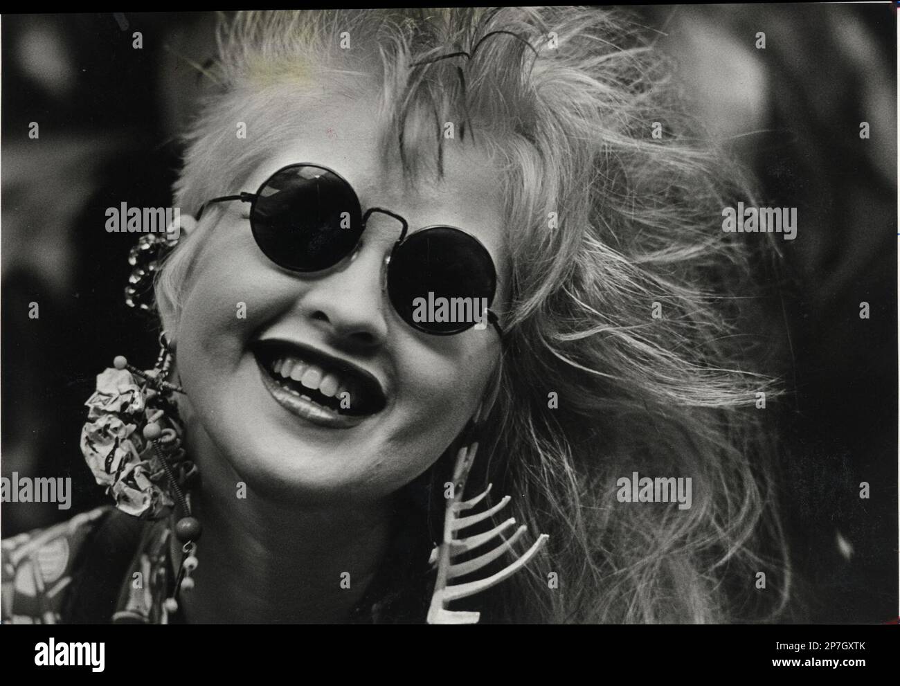 Singer Cyndi Lauper at KKBQ radio station in Houston, Oct. 8, 1984. (AP ...