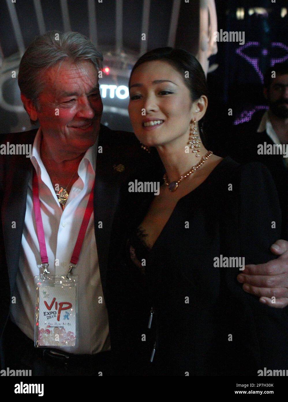 France Pavilion's image ambassador Alain Delon (L) and charm ambassador ...