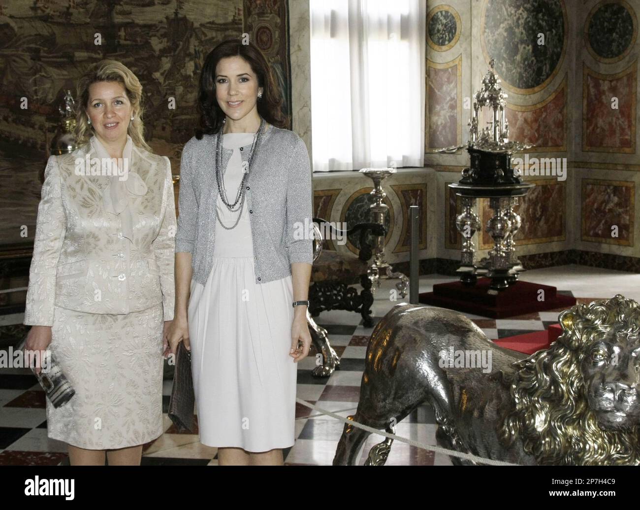 Russian President Dmitry Medvedev's wife Svetlana, left, and Danish ...