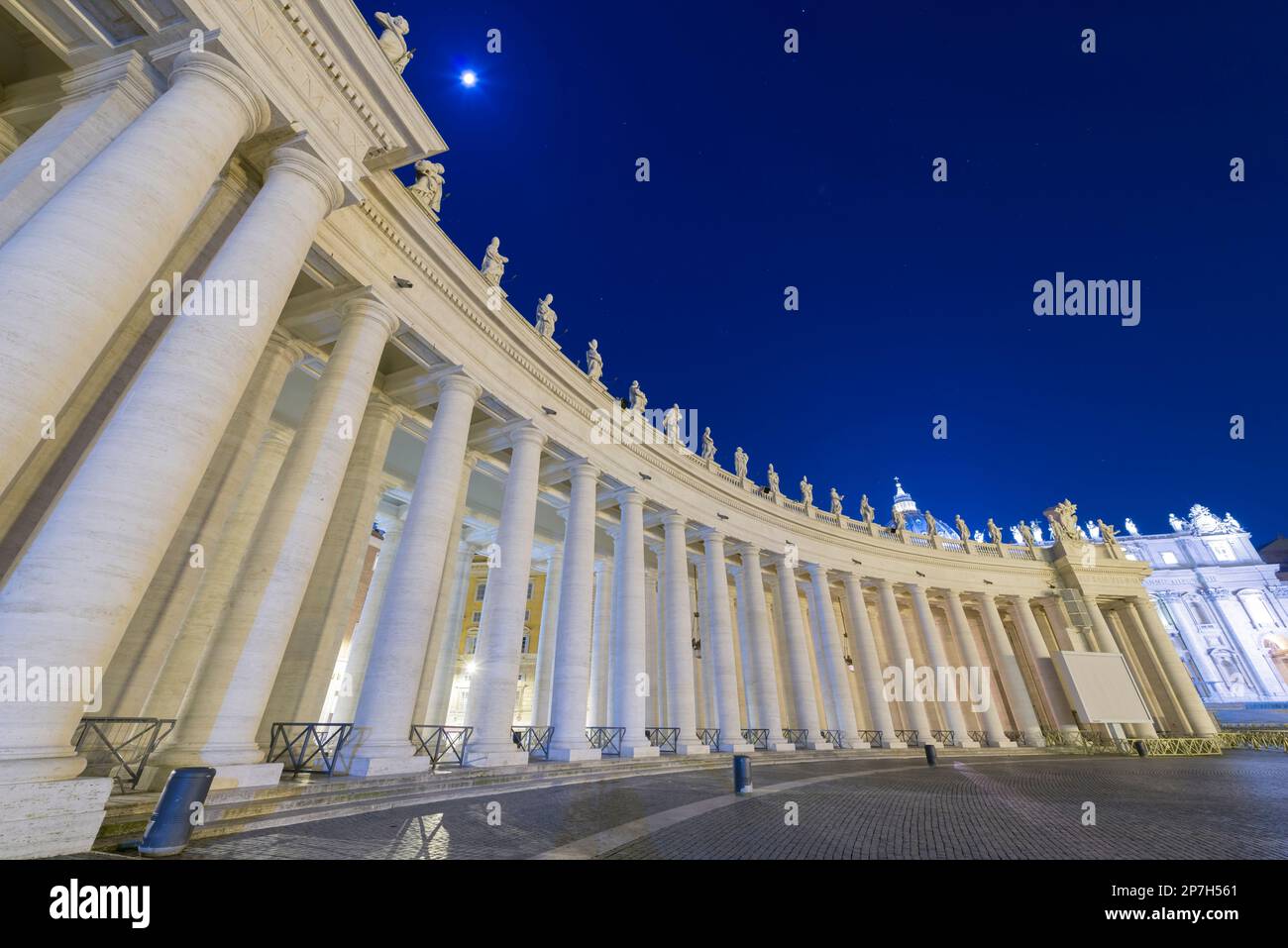 Vatican City with Full Moon at Night and Column in Rome Italy Stock ...