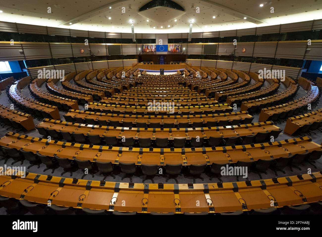 Assembly room of European Parliament. Institutions of European Union in ...