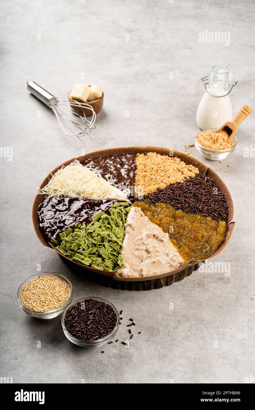 Martabak manis or terang bulan is indonesian sweet pancake filled with ...