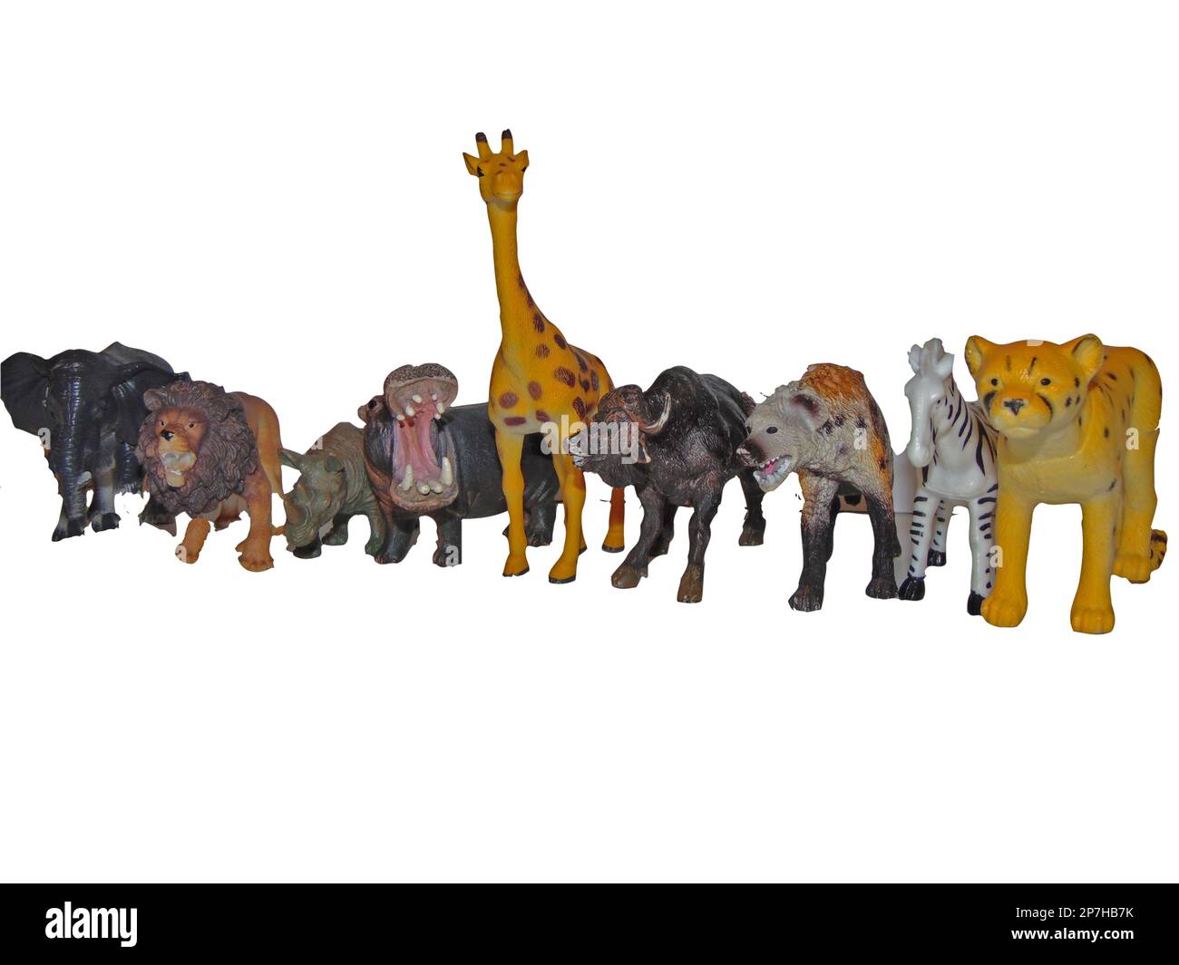 toy animals - elephant, lion, hyena, buffalo, cheetah, zebra, rhino ...