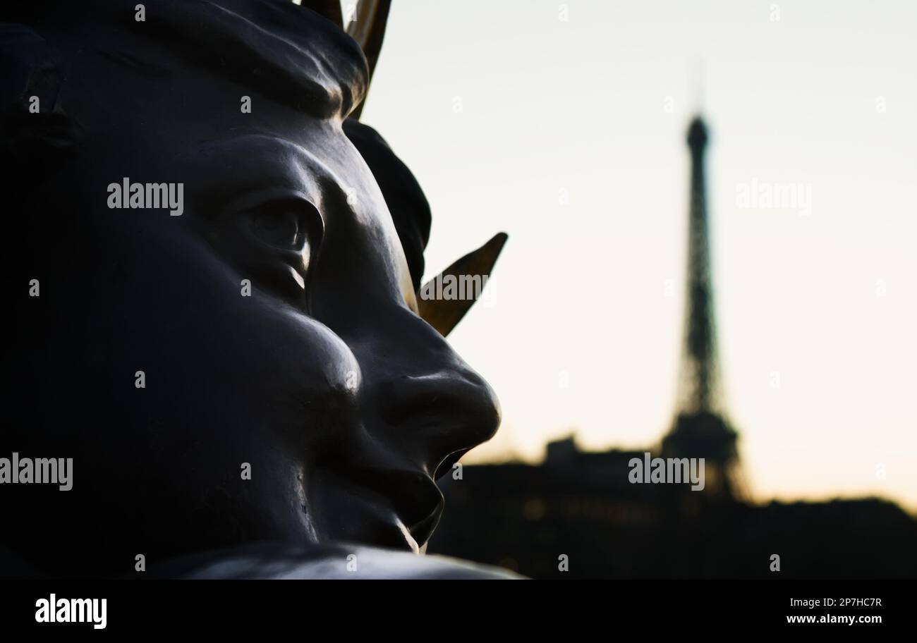 Head Of A Nymph Copper Relief Statues On Pont Alexandre III With The ...