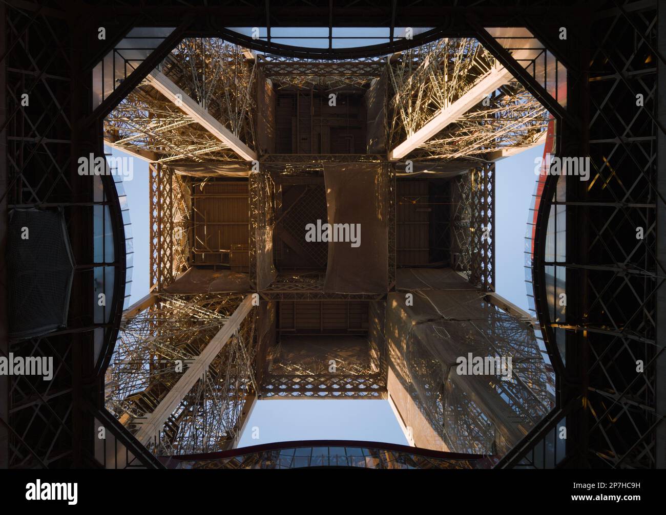 View Looking Up Towards The Center Of The Eiffel Tower From Directly ...