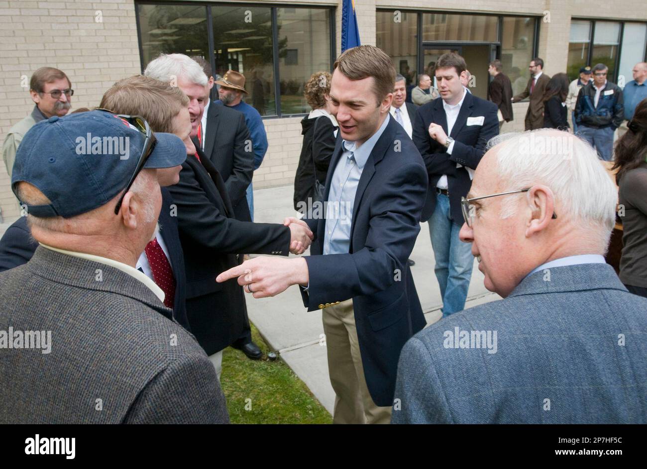 Republican congressional candidate Vaughn Ward, of Eagle, Idaho shakes ...