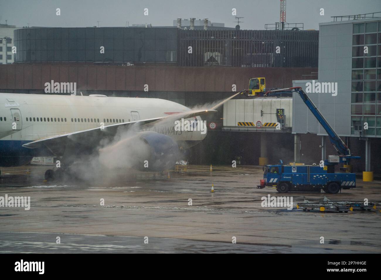 London, UK. 8 March 2023. A British Airways passenger aircraft is ...