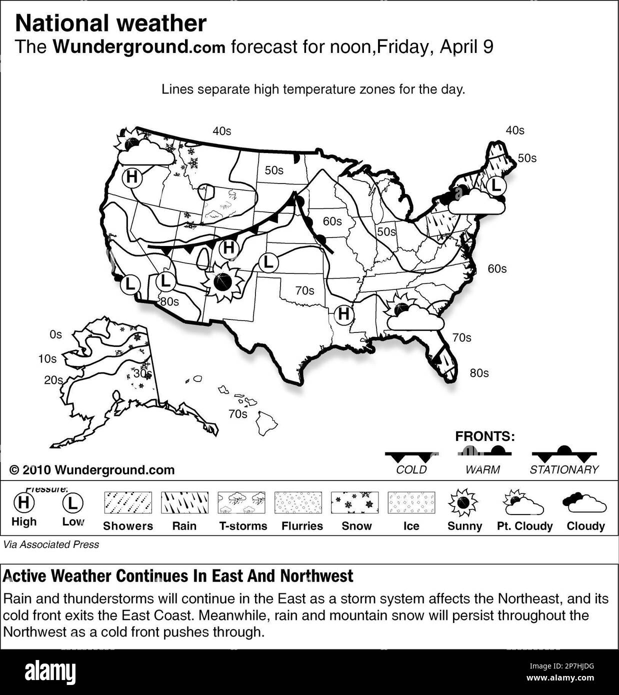 Rain and thunderstorms will continue in the East as a storm system ...