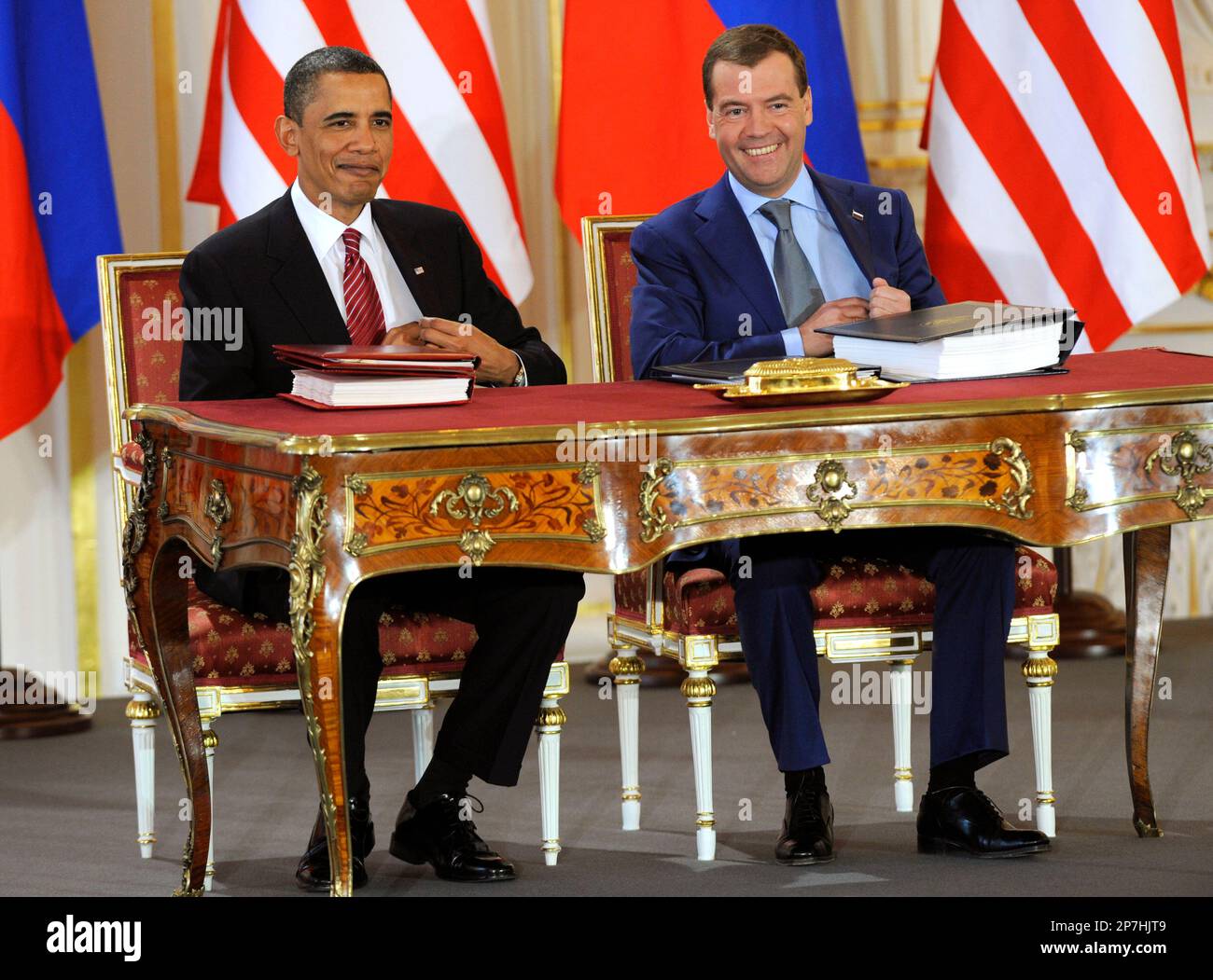 U.S. President Barack Obama, left, and his Russian counterpart Dmitry ...