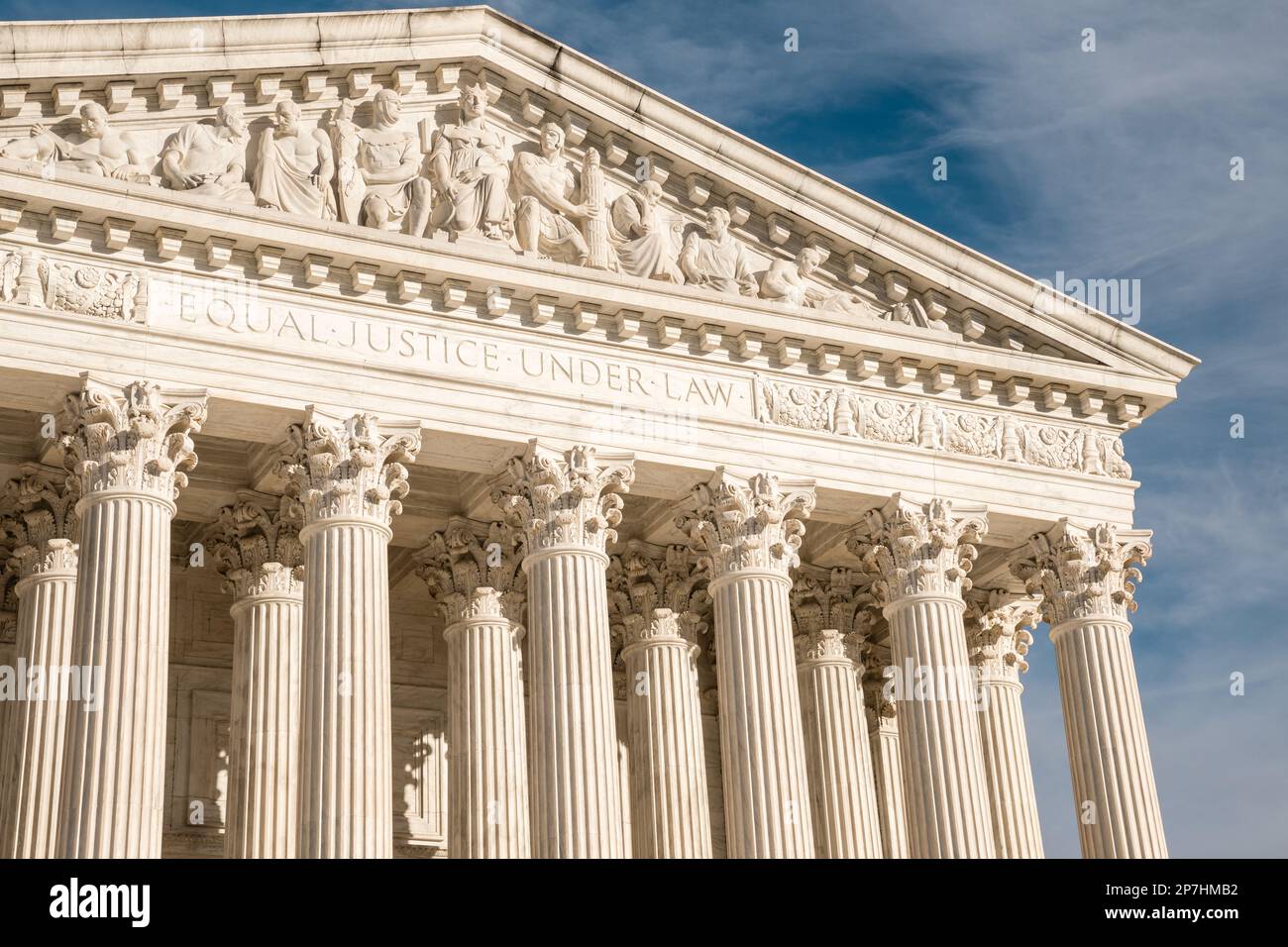 Imposing facade of the United States Suprement Court in Washington, DC ...