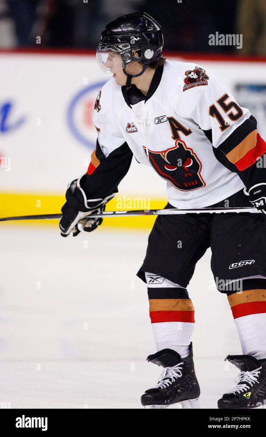 WHL player profile photo on Calgary Hitmen's Brandon Kozun during a ...