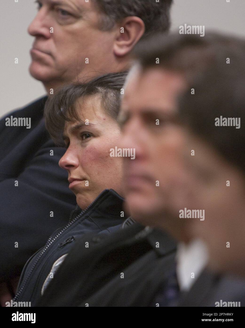 Seattle Police officer Britt Sweeney looks on during jury selection ...