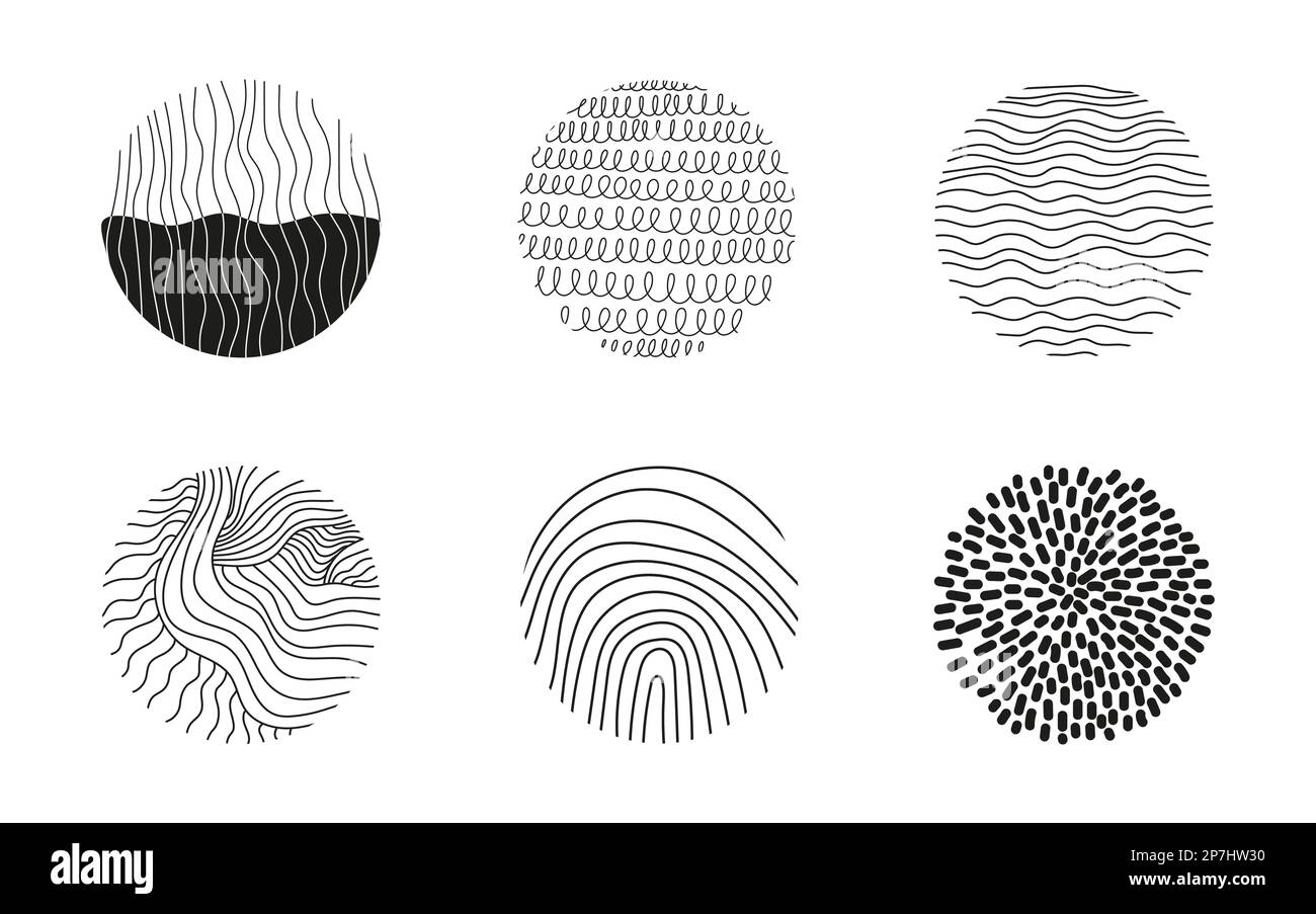 Big set of spot, curly, curve circle pattern set vector in doodle style ...