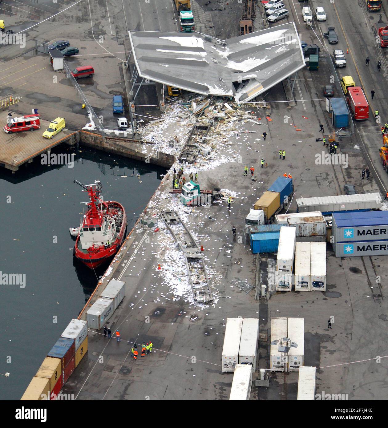 This is an aerial view of the crash scene after sixteen empty railway ...