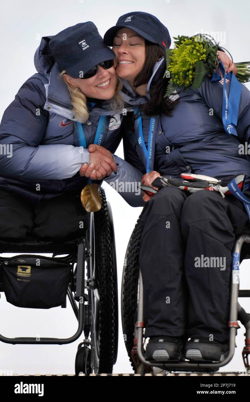 Gold medalist Stephani Victor from the United States, left, celebrate ...