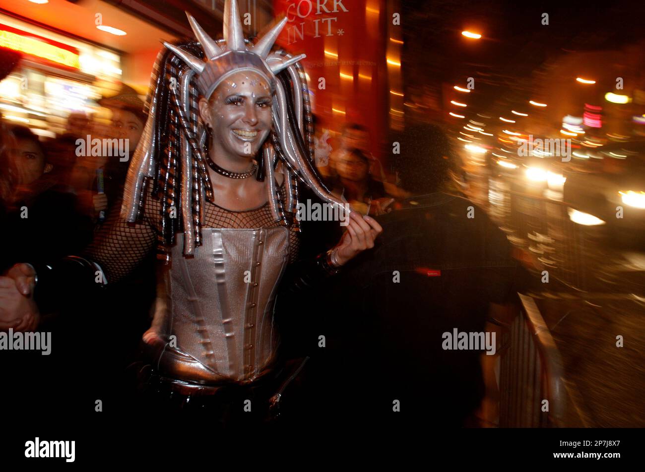 Sunshine Schmidt of San Francisco with her costume, "Cyberty" lady ...