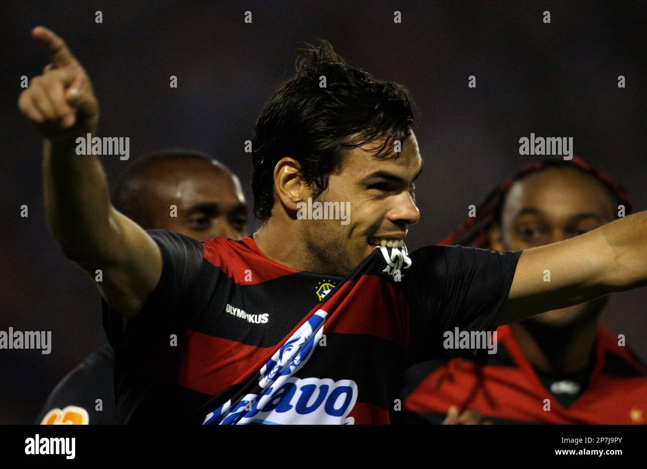 Brazil's Flamengo's Rodrigo Alvim celebrates his goal against Chile's ...