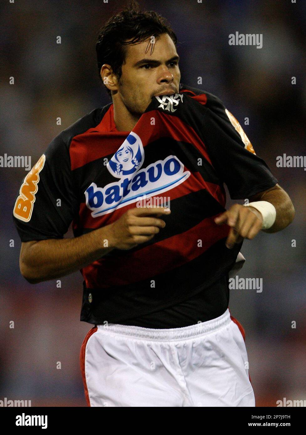 Brazil's Flamengo's Rodrigo Alvim celebrates his goal against Chile's ...