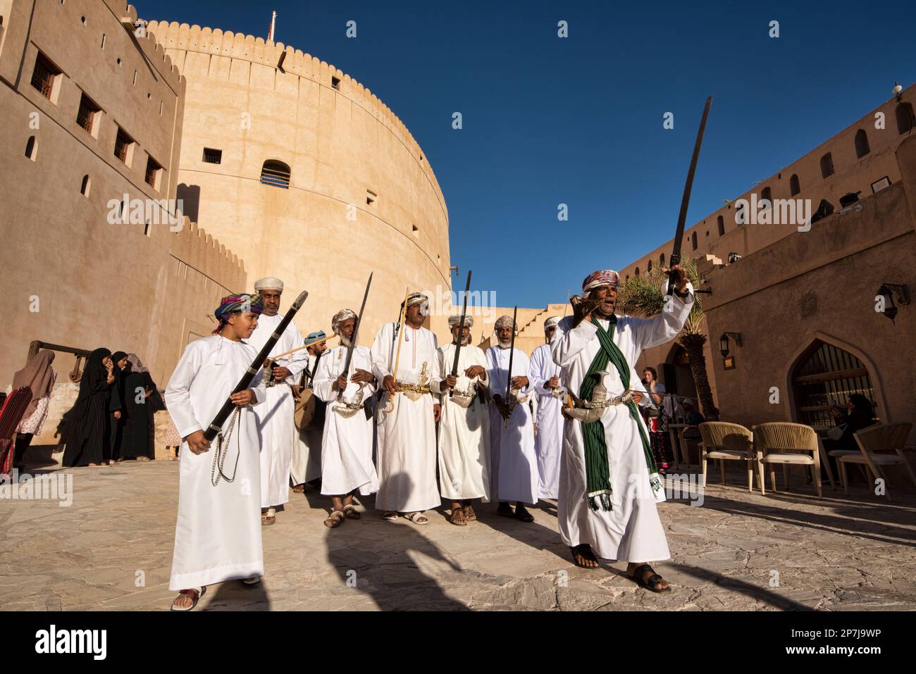 Traditional Omani sword (khanjar) dance, Nizwa, Oman Stock Photo - Alamy