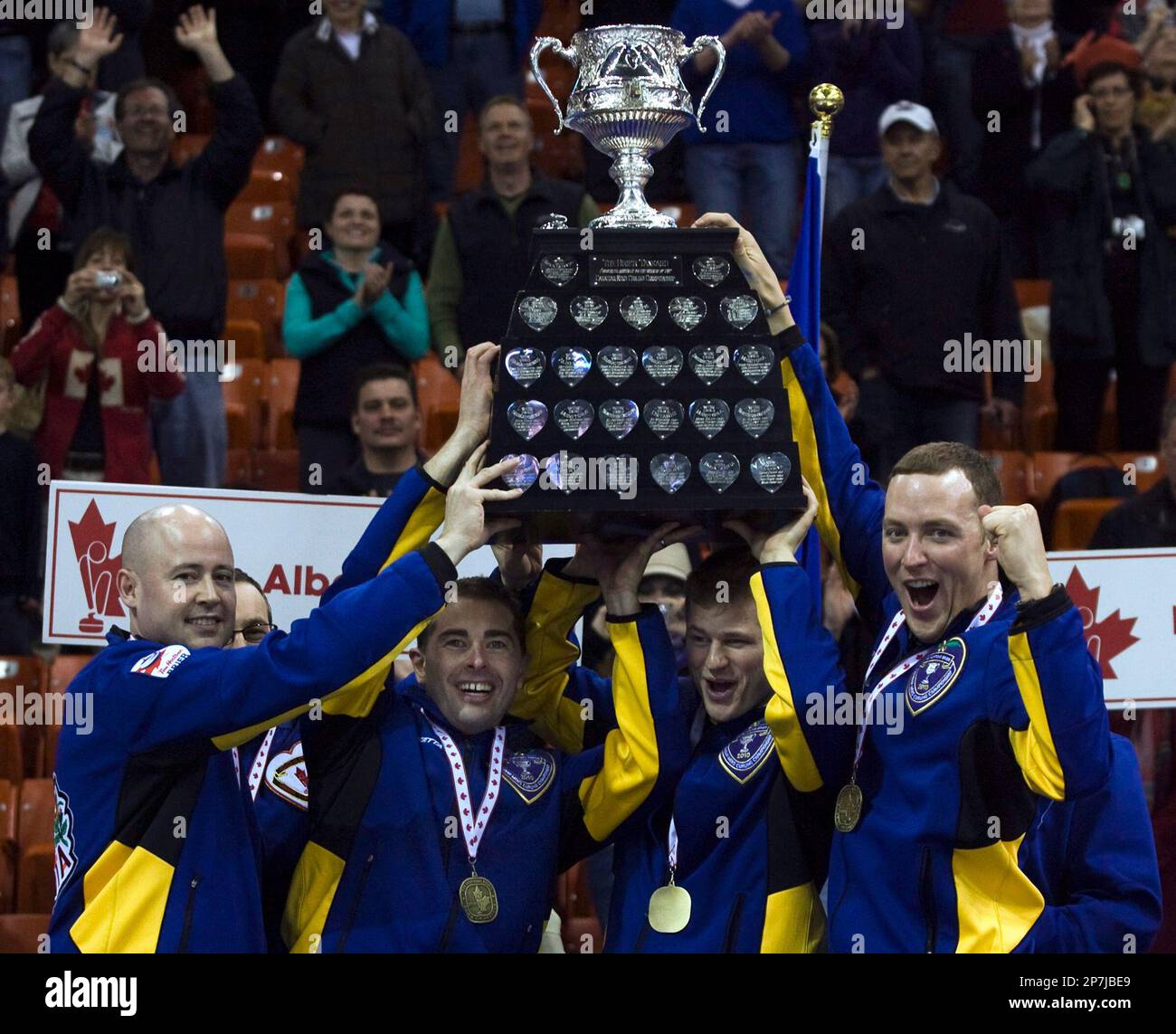 Alberta's Kevin Koe, Blake MacDonald, Carter Rycroft and Nolan Thiessen ...