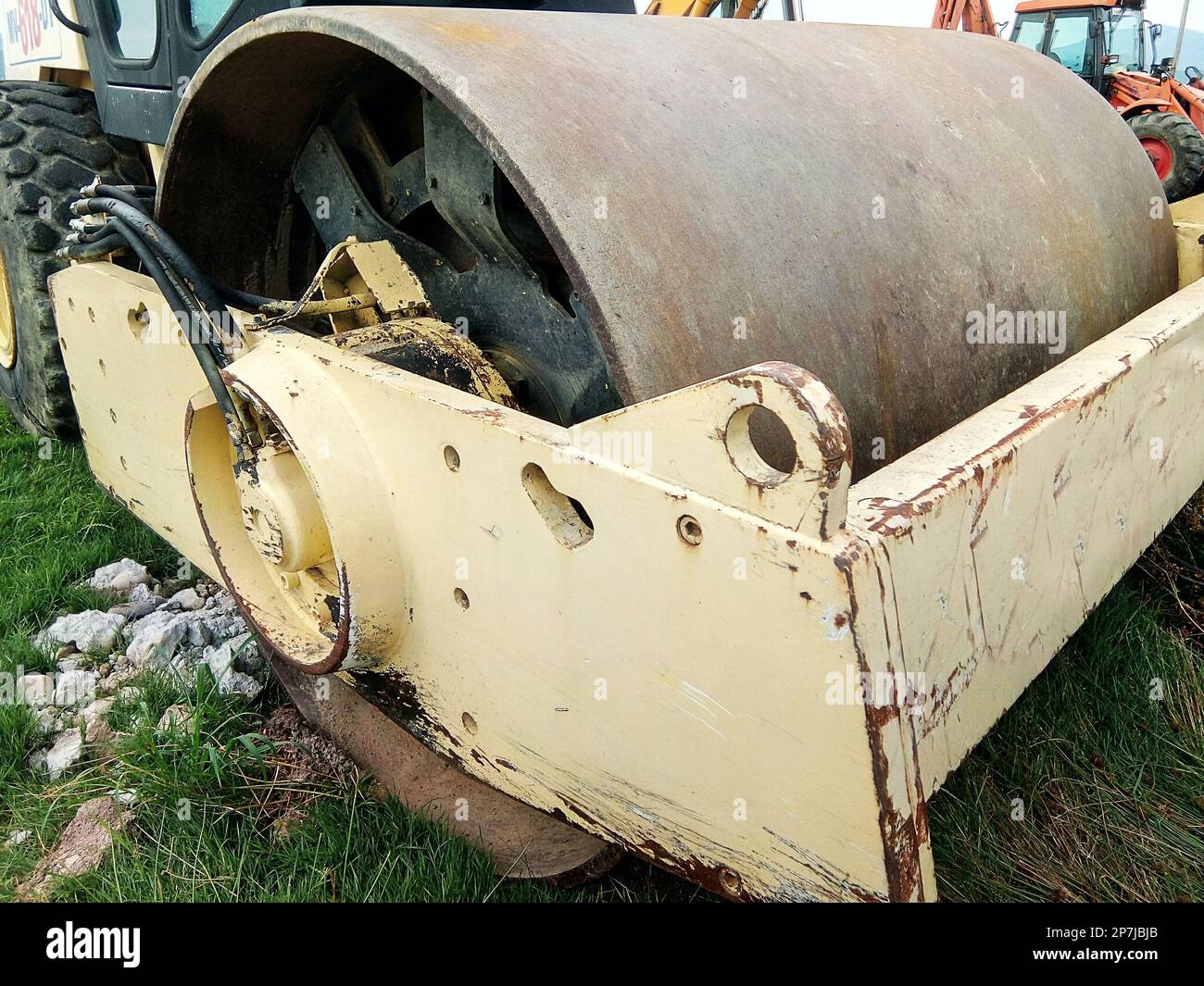 big compactor machine at work Stock Photo - Alamy