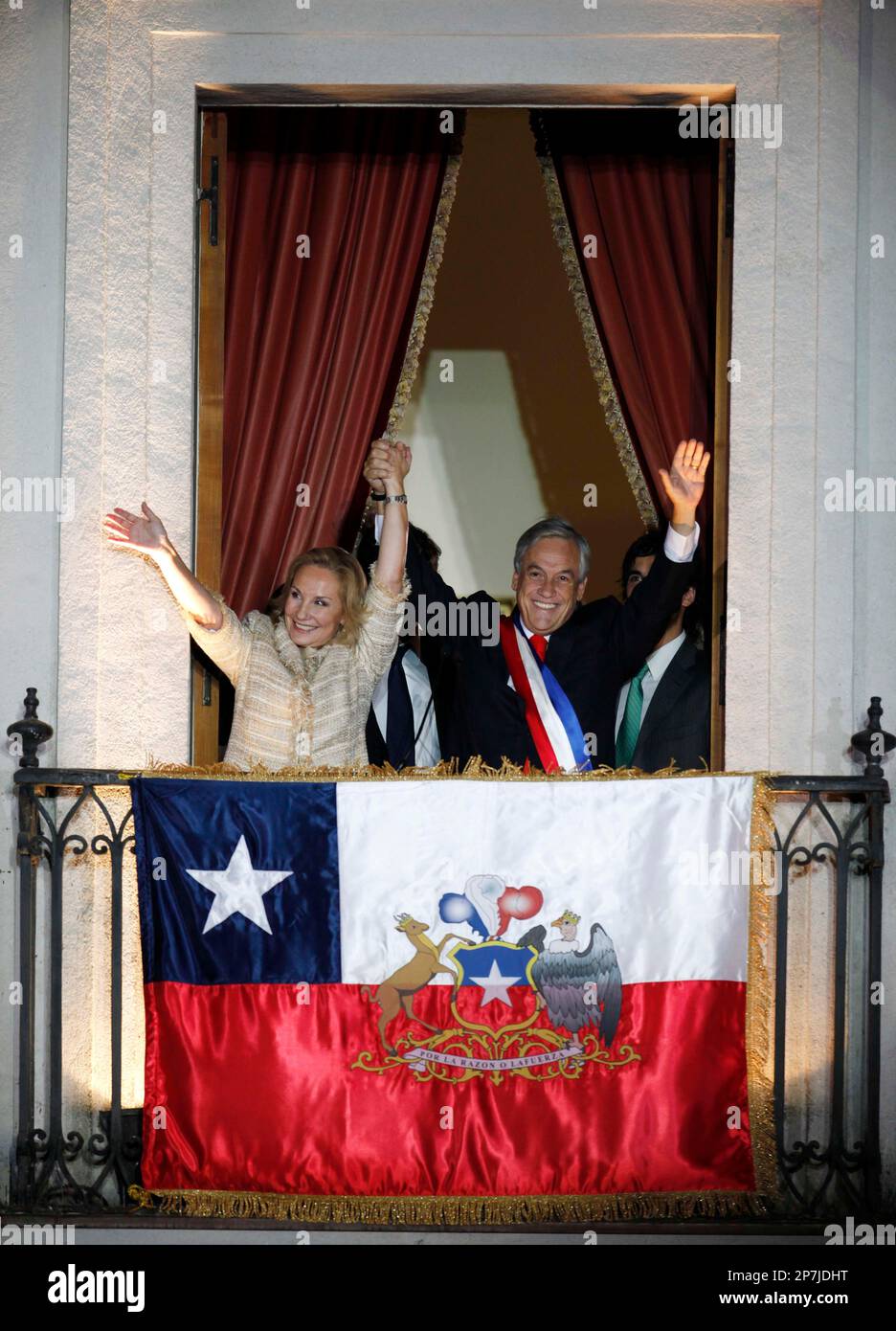 Chile's President Sebastian Pinera, right, and his wife Cecilia Morel ...