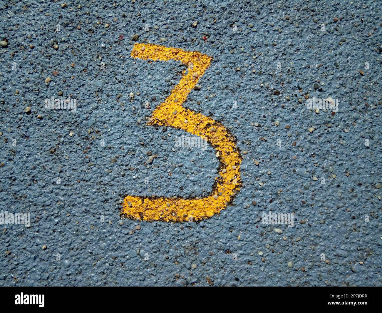 number three painted on asphalt Stock Photo - Alamy