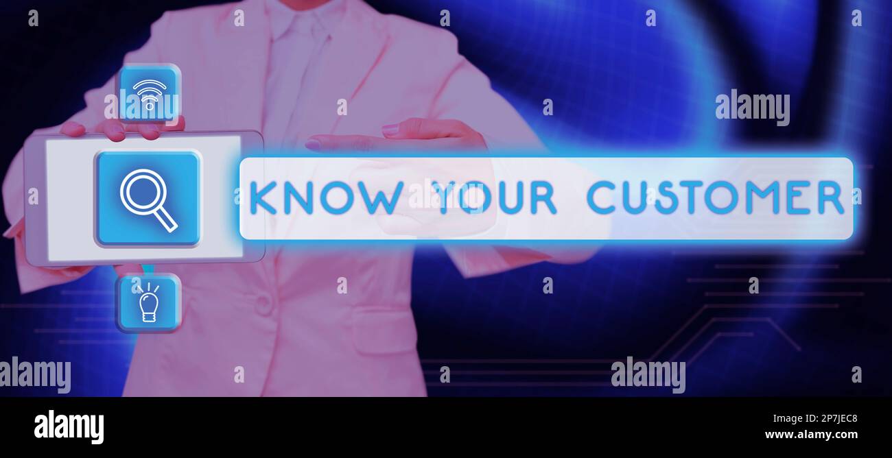 Text sign showing Know Your Customer. Conceptual photo Marketing ...