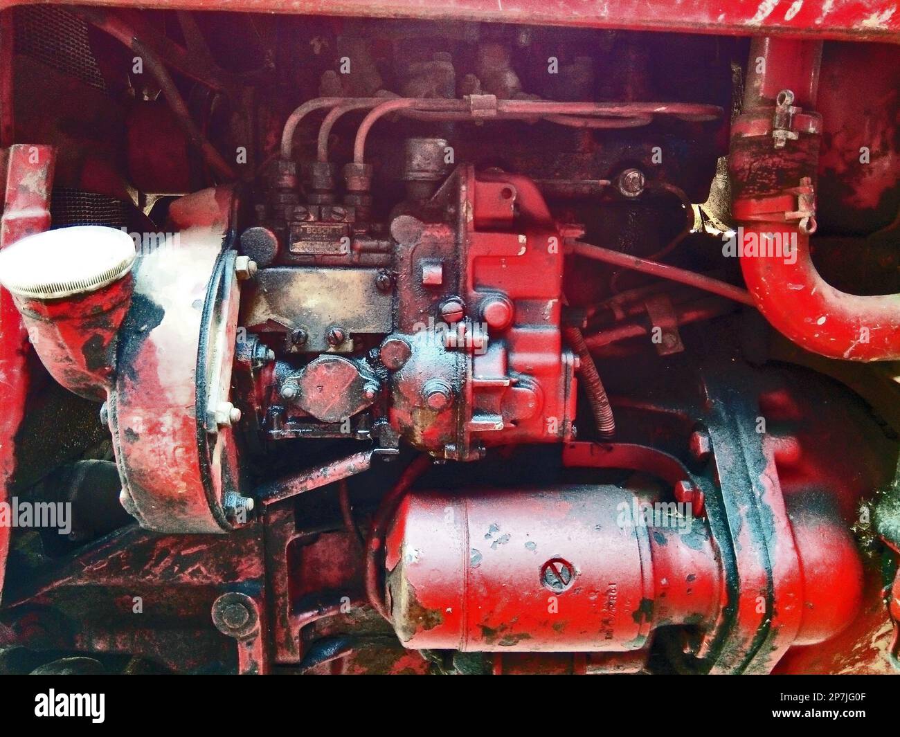 the engine of a tractor Stock Photo - Alamy
