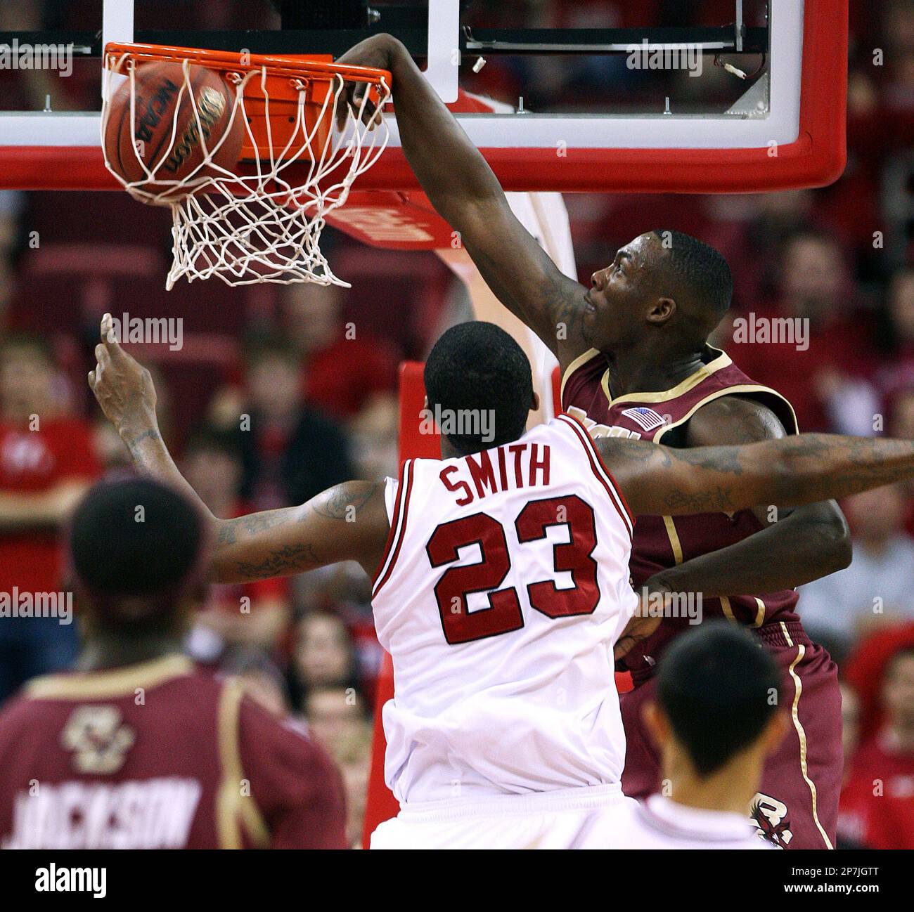 Boston College's Rakim Sanders dunks against North Carolina State's ...