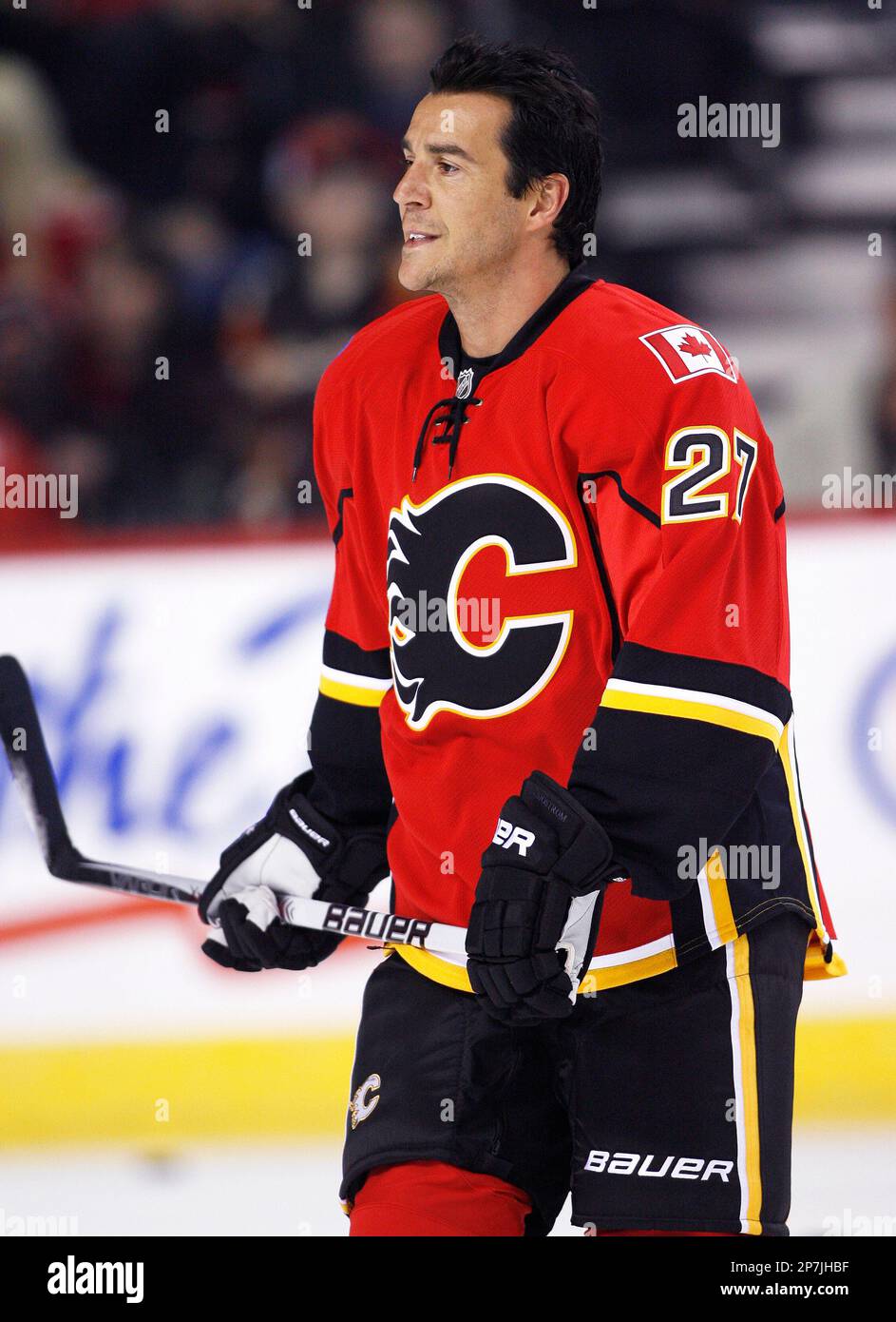 NHL player profile photo on Calgary Flames' Steve Staios during a ...