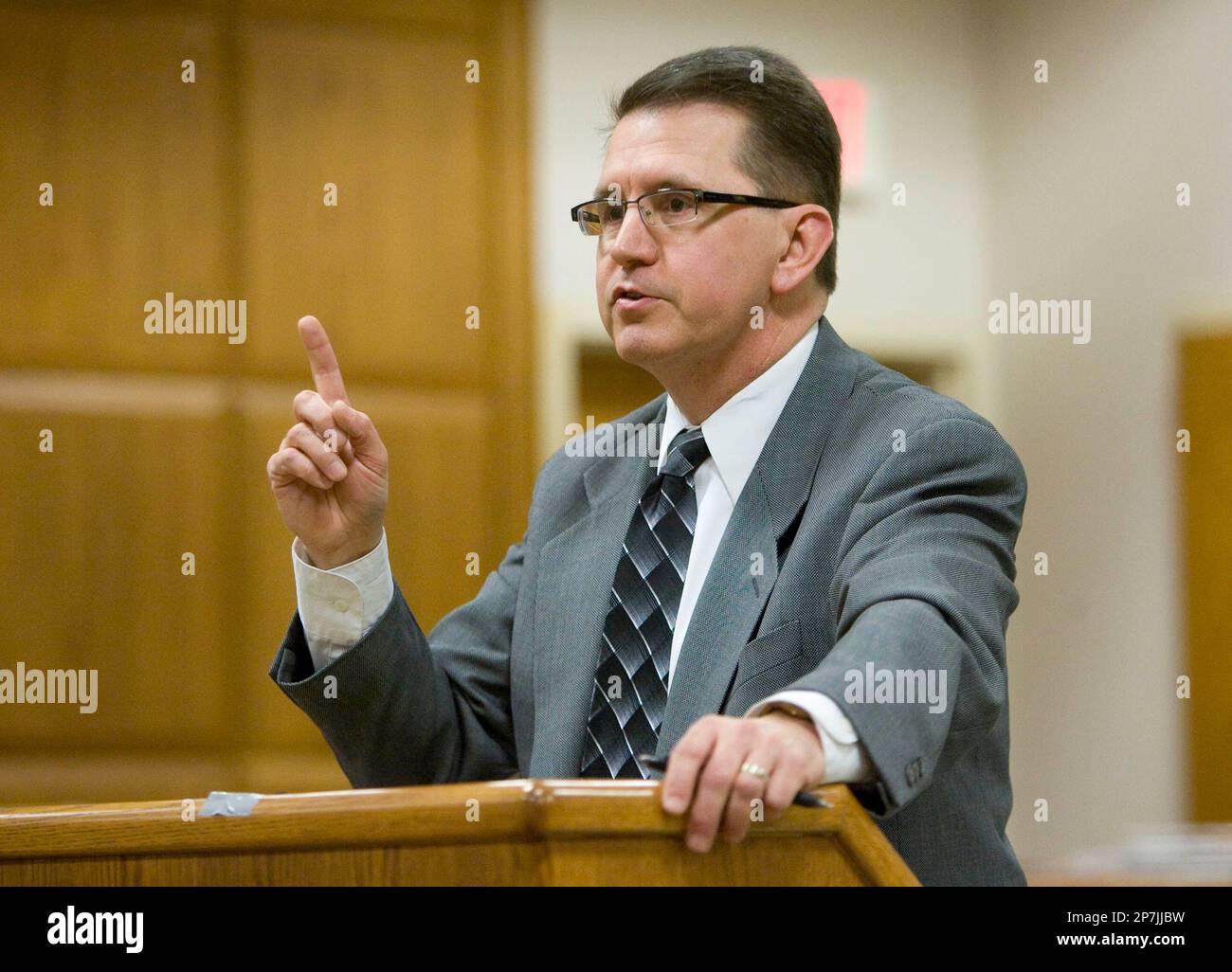 Defense attorney Greg Petit delivers his opening statement Friday ...