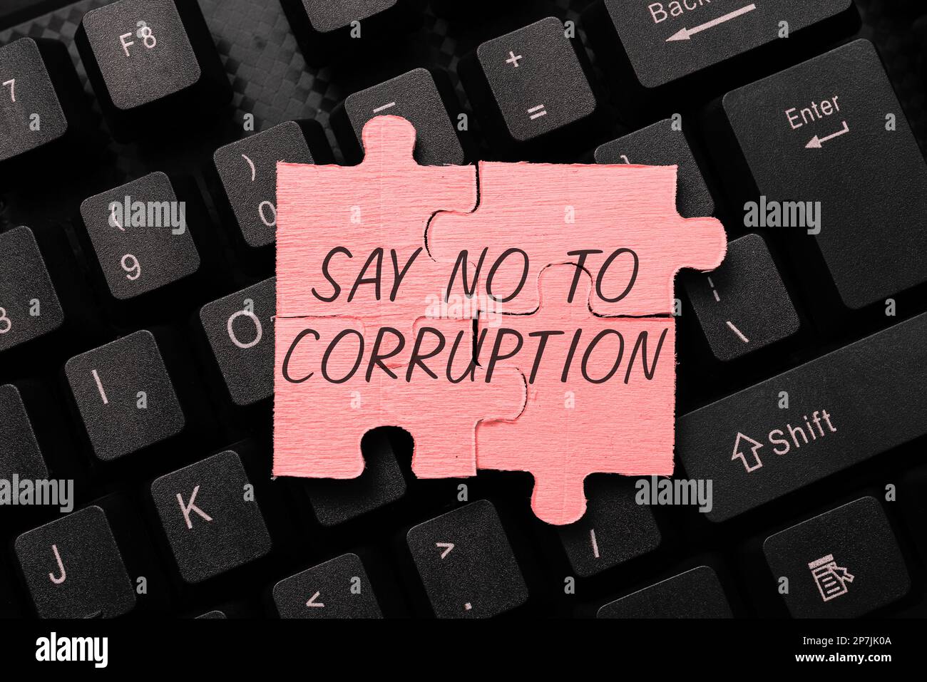 Hand writing sign Say No To Corruption. Word for Introducing ...