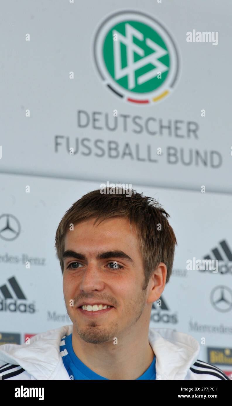 German soccer player Philipp Lahm smiles during a press conference in ...