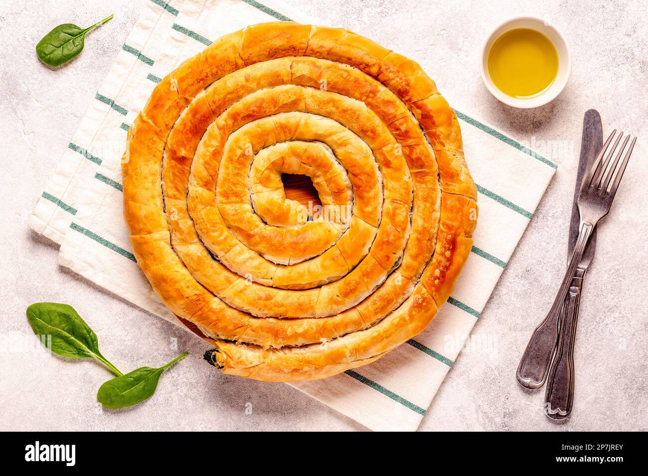 Spanakopita, greek phyllo pastry pie with spinach and feta cheese ...