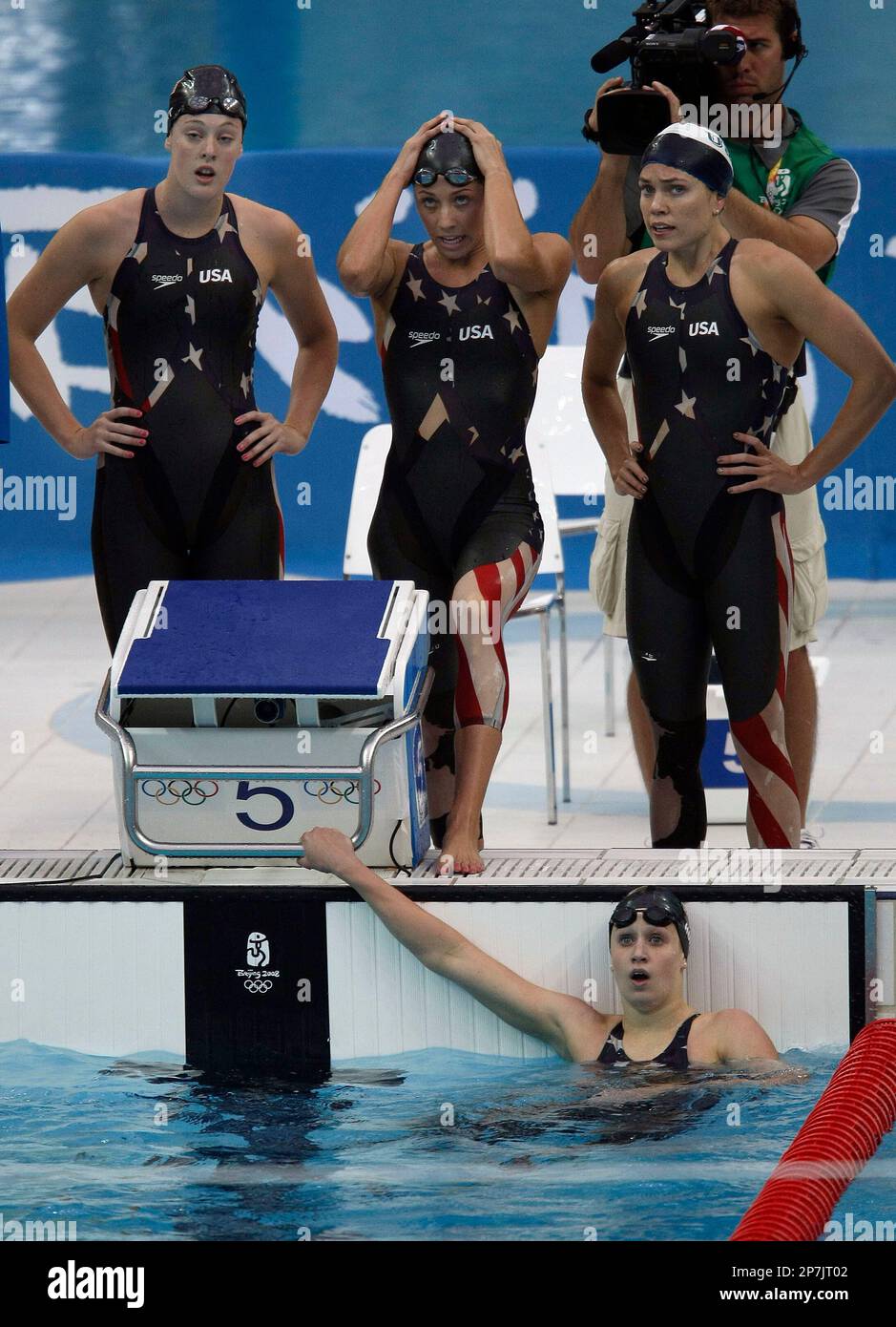 The 4x100 Freestyle finals with the USA team of Allison Schmitt ...