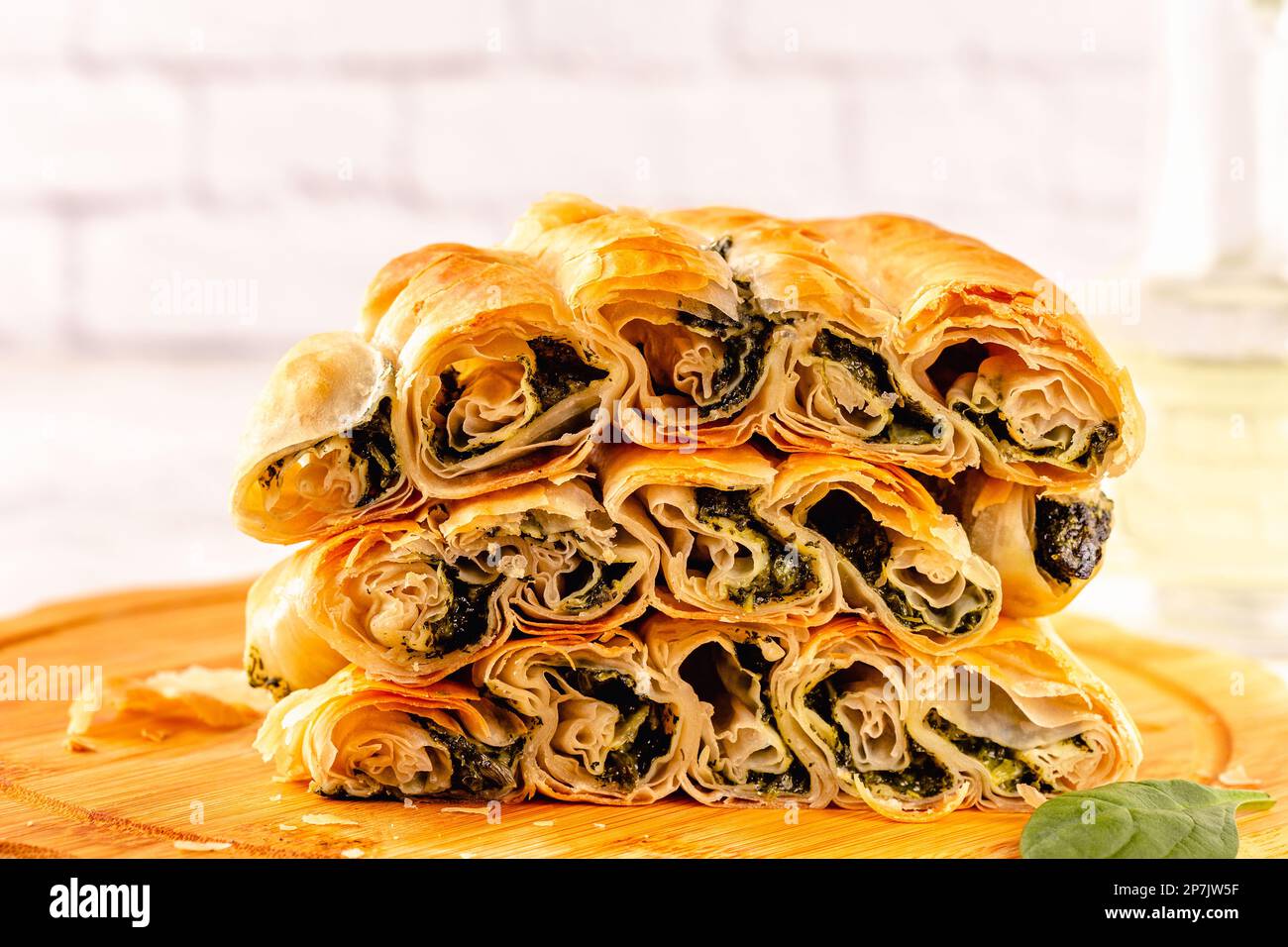 Spanakopita, greek phyllo pastry pie with spinach and feta cheese ...