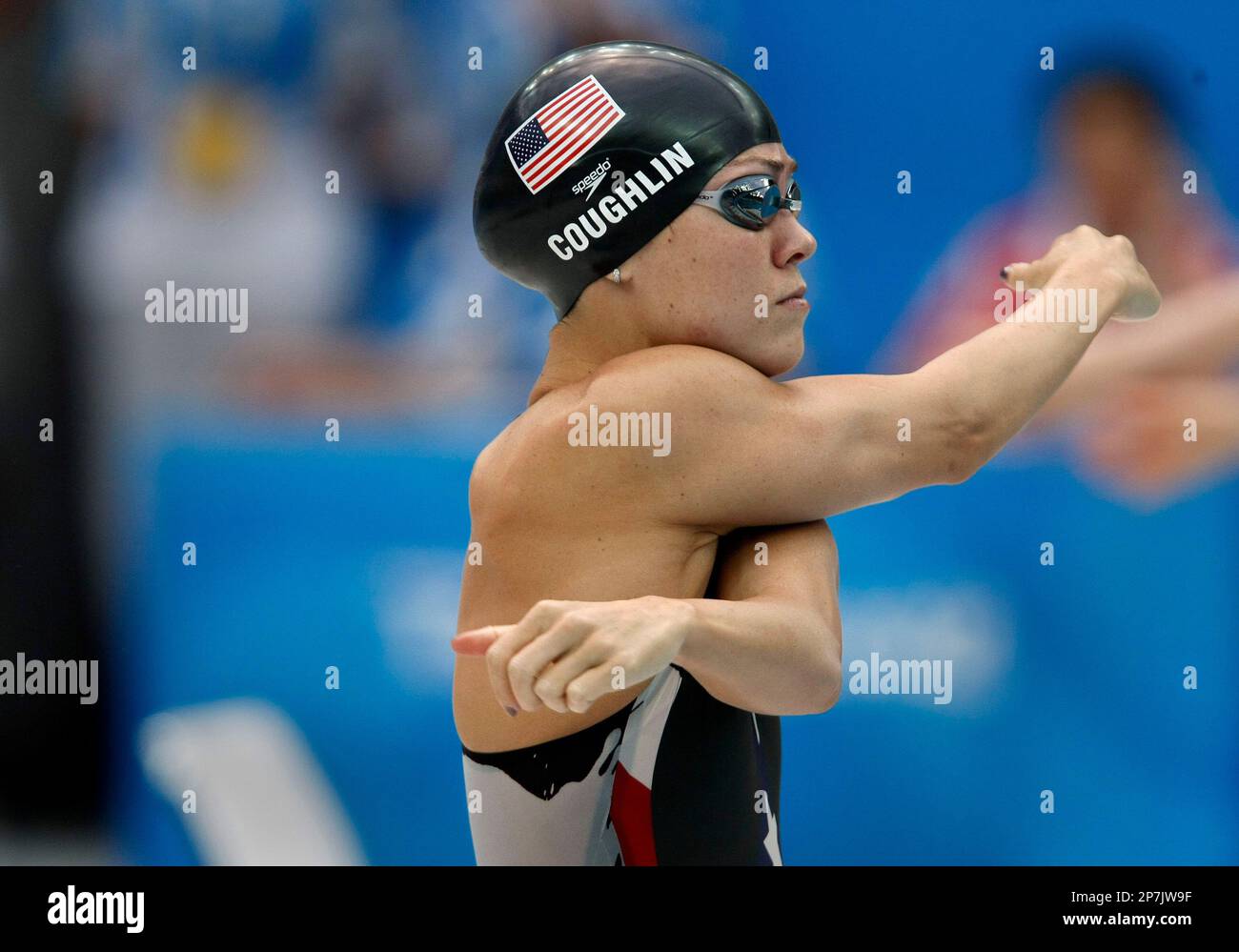 USA's Natalie Coughlin loosens up as she prepares to swim the 100m ...